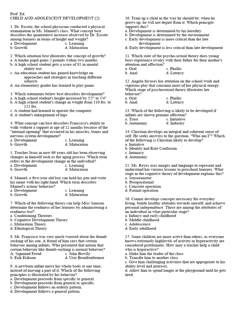 Child and Adolescent Devt. 1-25 | PDF | Learning | Cognitive Development