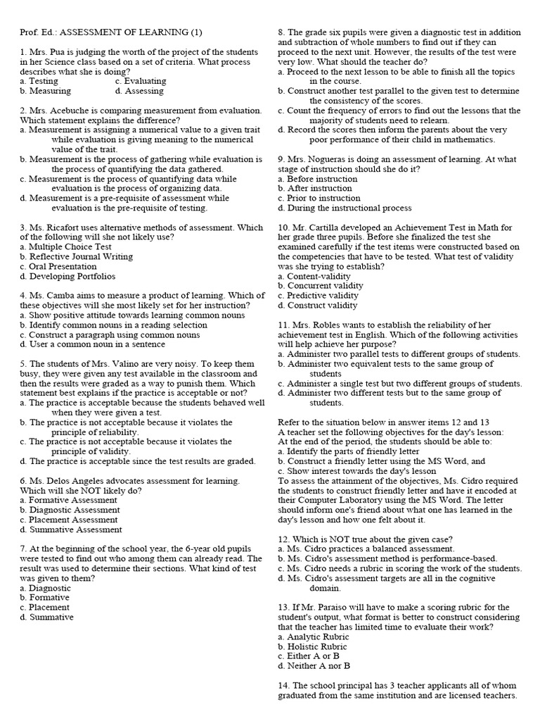 Assessment of Learning 1-25 | PDF | Educational Assessment | Rubric (Academic)