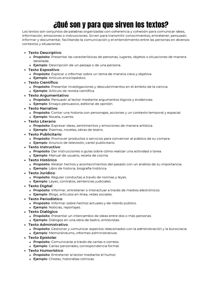 Tipos de Textos | PDF | Comunicación | Humor