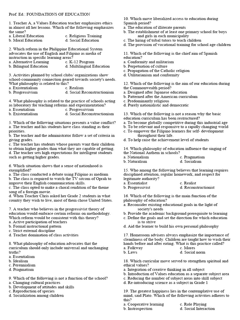 Foundations of Educ.1-25 | PDF | Teachers | Philosophy Of Education