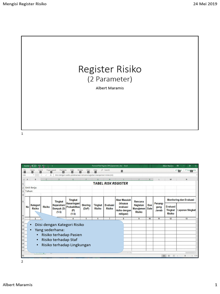 Register Risiko - 2 Parameter - Pengisian | PDF