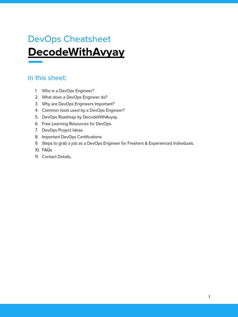 DevOps Cheat-Sheet by DecodeWithAvyay | PDF | Systems Engineering | Computer Engineering