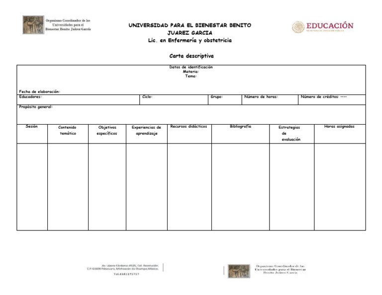 UBBJ- Carta Descriptiva | PDF