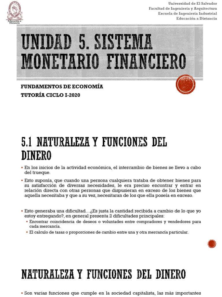 TUTORIA UNIDAD 5 | PDF | Dinero | Bancos