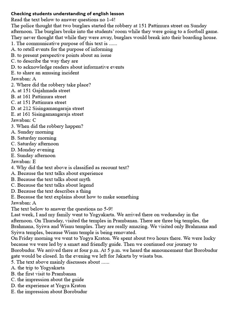 Checking Students Understanding of English Lesson | PDF | Vegetarianism ...
