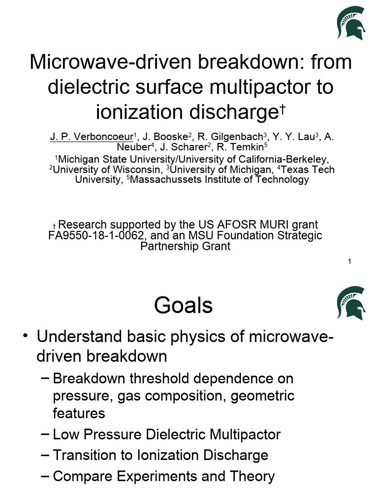 Verboncoeur Breakdown May2018 | PDF | Waves | Electron