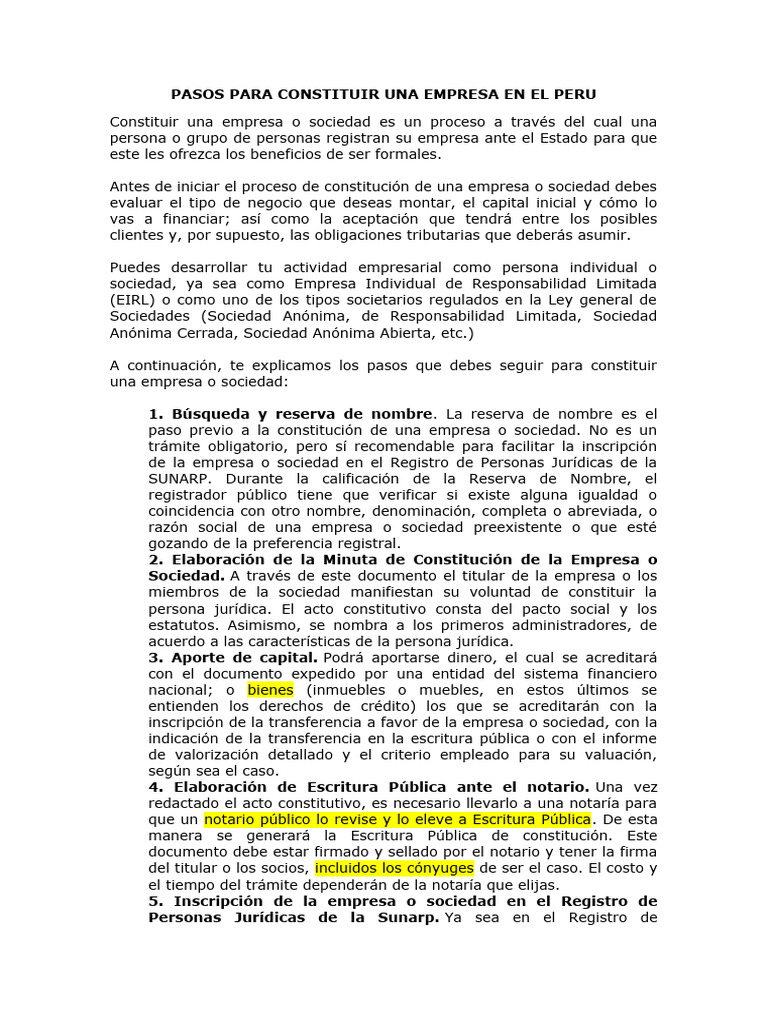Pasos para Constituir Una Empresa | PDF | Business | Sociedad Pasos para Constituir Una Empresa | PDF | Business | Sociedad