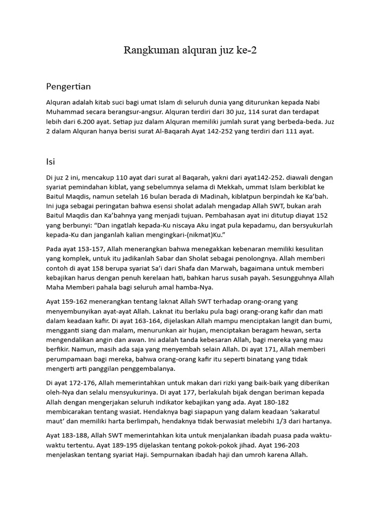 Arti Dan Kandungan Al-Quran Juz 2 | PDF