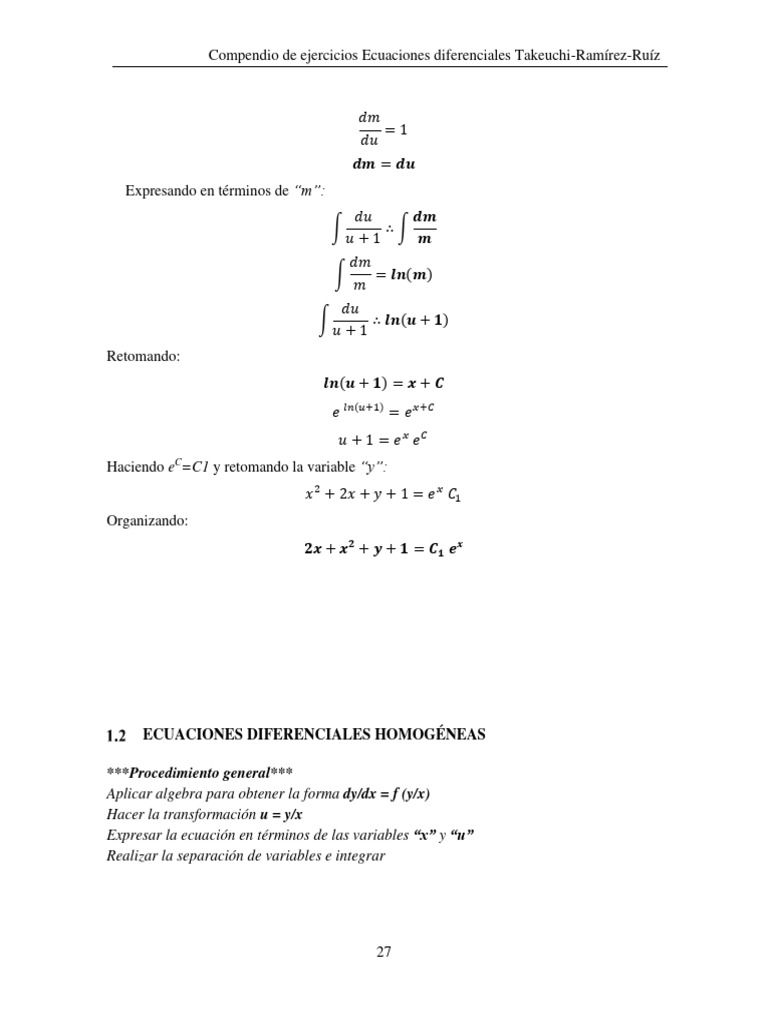 Compendio de Ejercicios Ecuaciones Difer | PDF | Integral | Ecuaciones