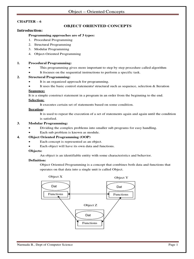 Chapter 6 Object Oriented Concepts | Download Free PDF | Object ...
