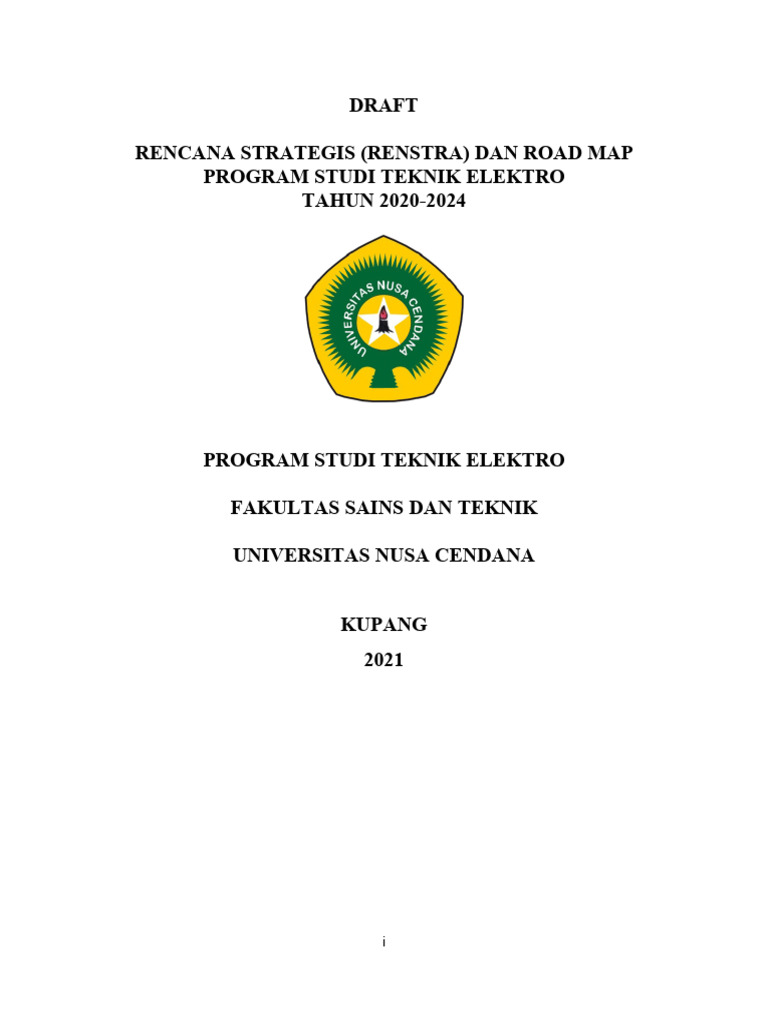 Draft RENSTRA Dan ROAD MAP Prodi Elektro 2021 2025 | PDF