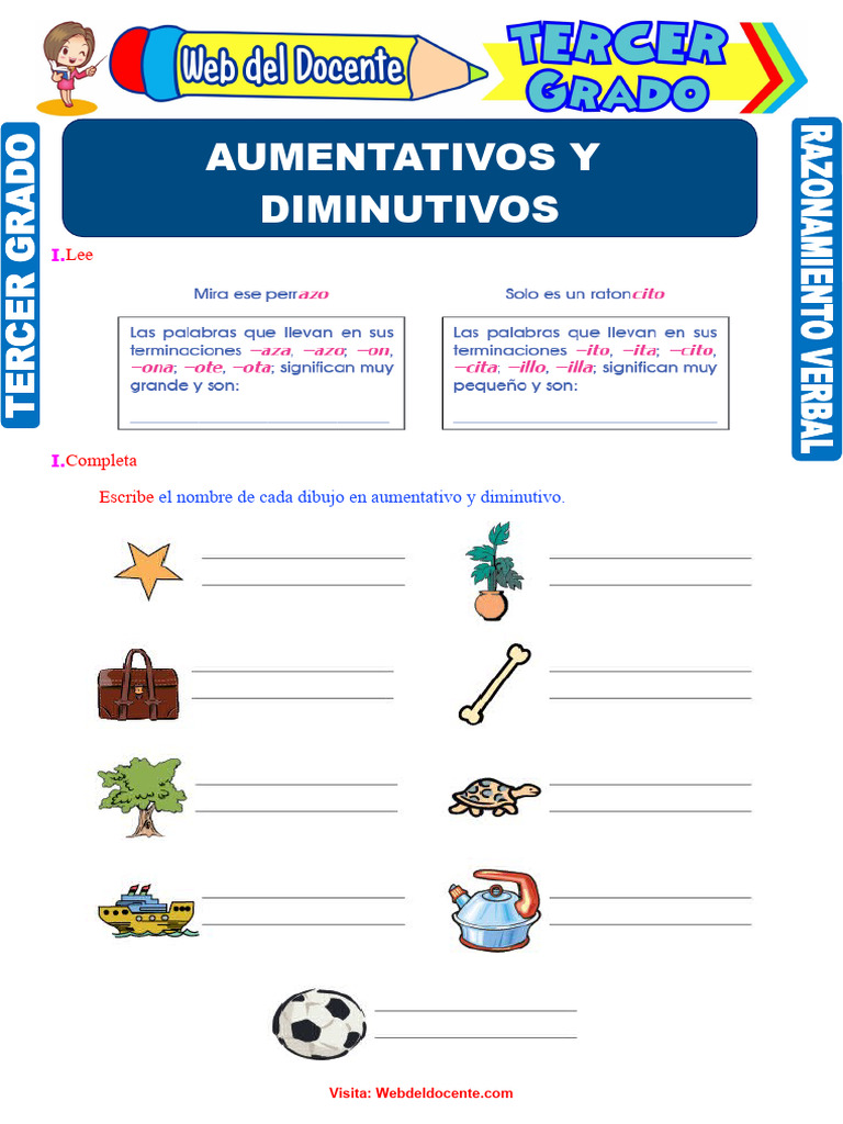 Aumentativos y Diminutivos Para Tercer Grado de Primaria | PDF