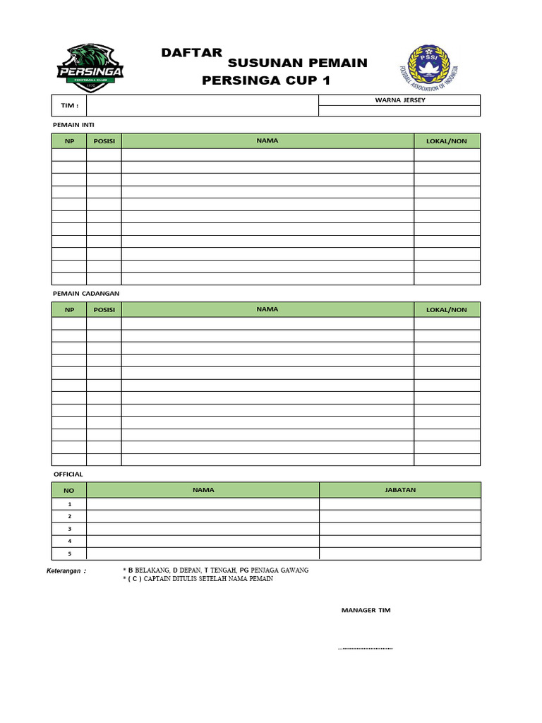 Daftar Susunan Pemain | PDF