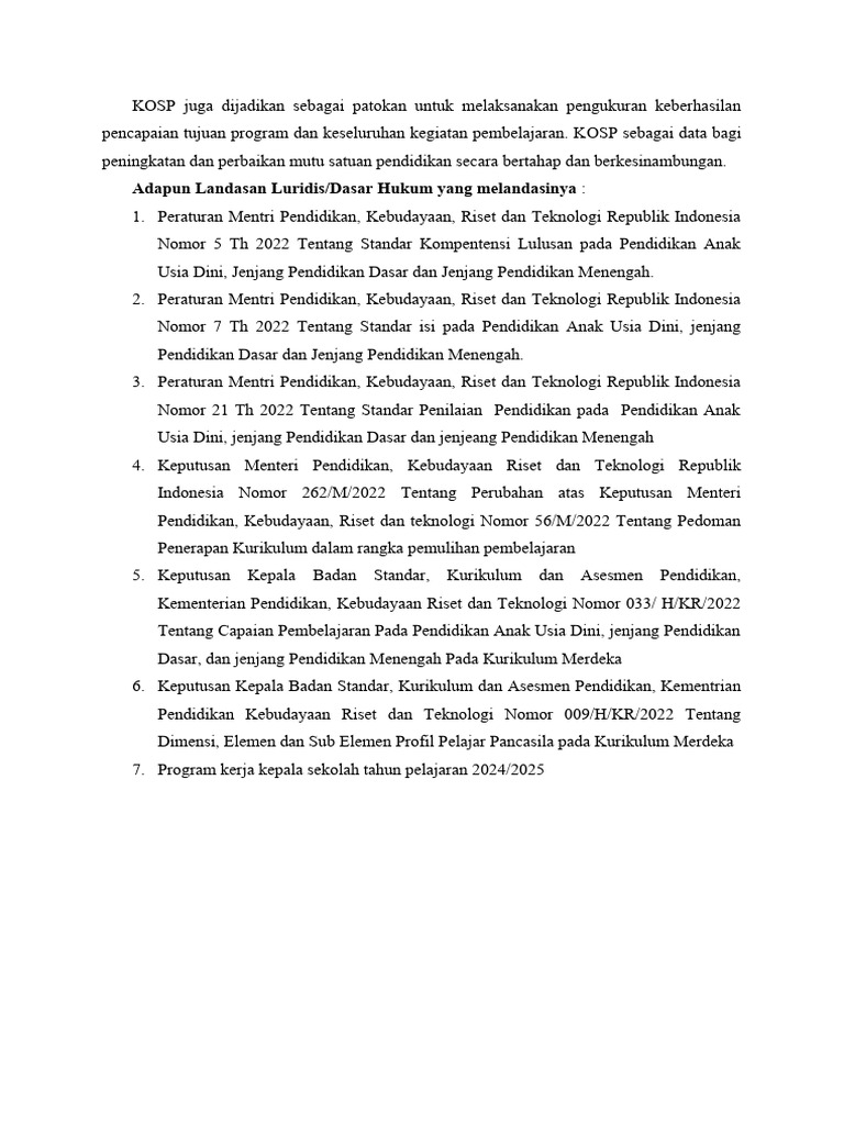Landasan Yuridis Untuk KOSP | PDF | Karier & Perkembangan
