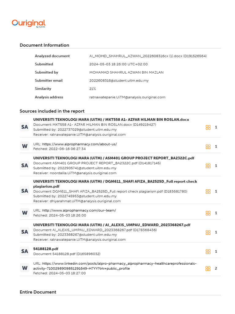 Ouriginal Report - AI - MOHD - SHAHRUL - AZWAN - 2022608316cx (1) .Docx ...