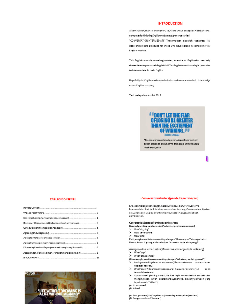 Modul Bahasa Inggris Conversation Intermediate | PDF