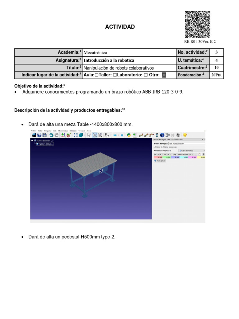 Actividad 3 Entorno de Programación Robodk | PDF | Robot | Robótica