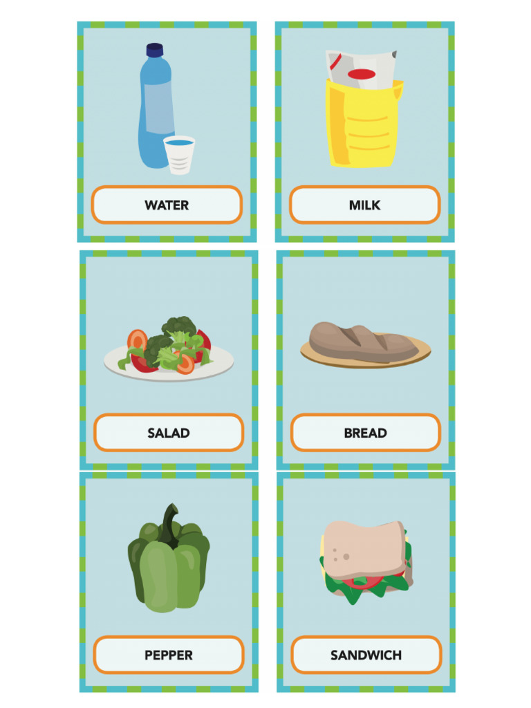 Meals Flashcards Kindergarten | PDF
