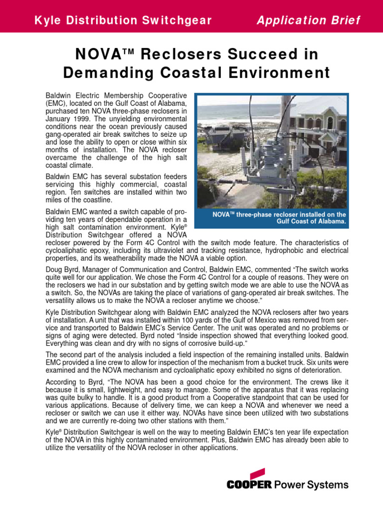 Nova Reclosers Succeed in Demanding Coastal Environment: Kyle ...