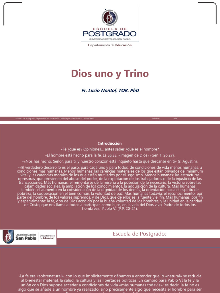 Dios Uno y Trino | PDF | Fe | Verdad