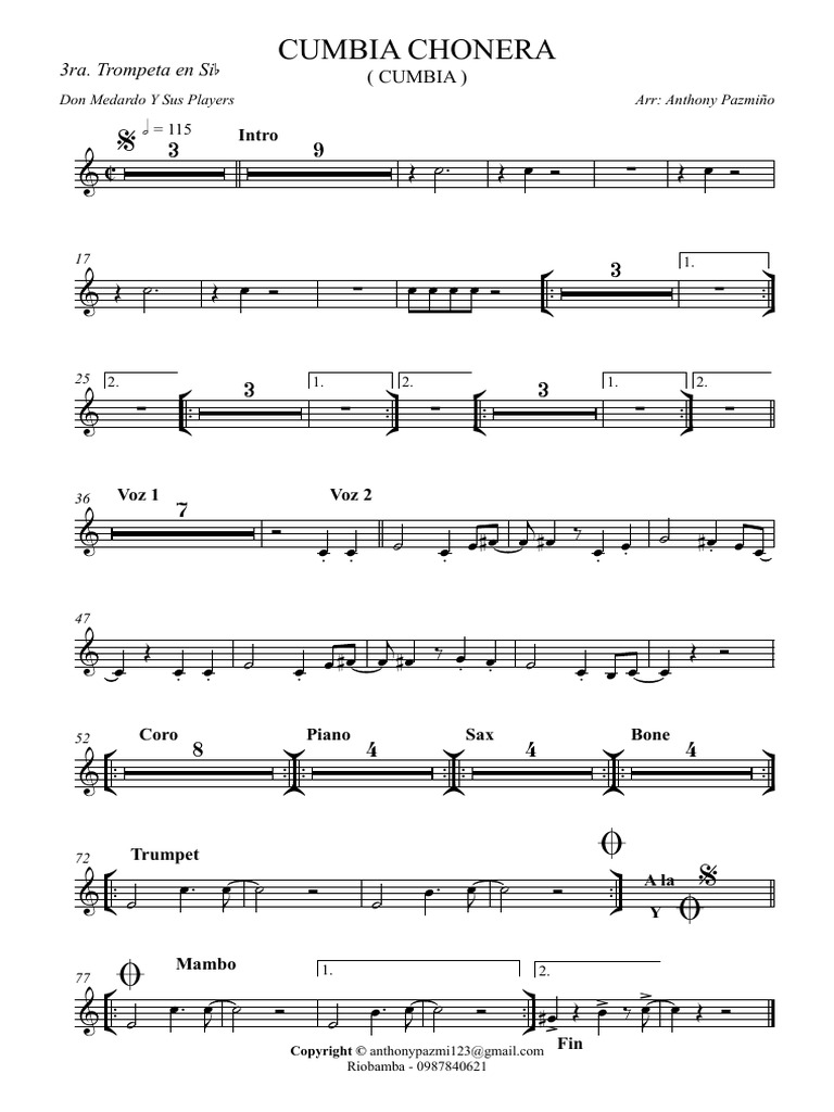 CUMBIA CHONERA - Partes | PDF