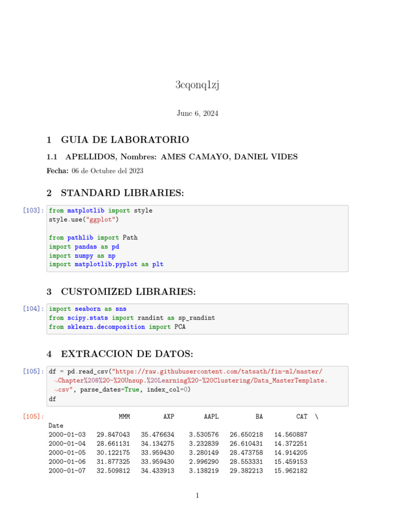 Lab Stocks Clustering Jerarquico Daniel Ames Camayo | PDF | Cluster Analysis