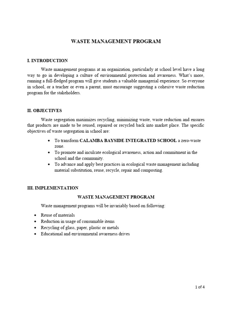 Waste Management Plan | PDF | Waste Management | Recycling