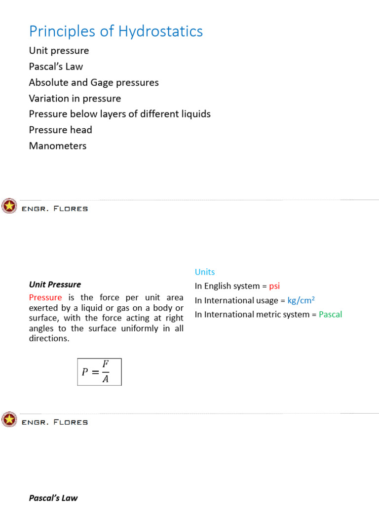 Hydrostatic Pressure | PDF | Pressure | Pressure Measurement