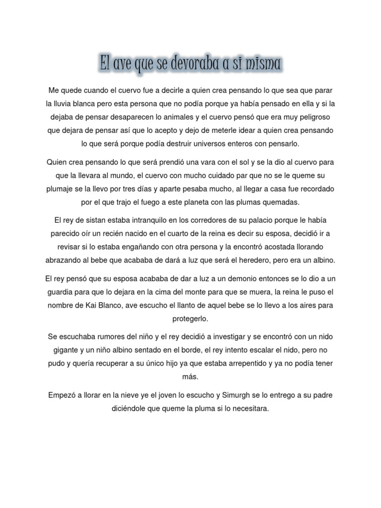 El Ave Que Se Devoraba A Si Misma | PDF | Novela negra, policíaca y ...