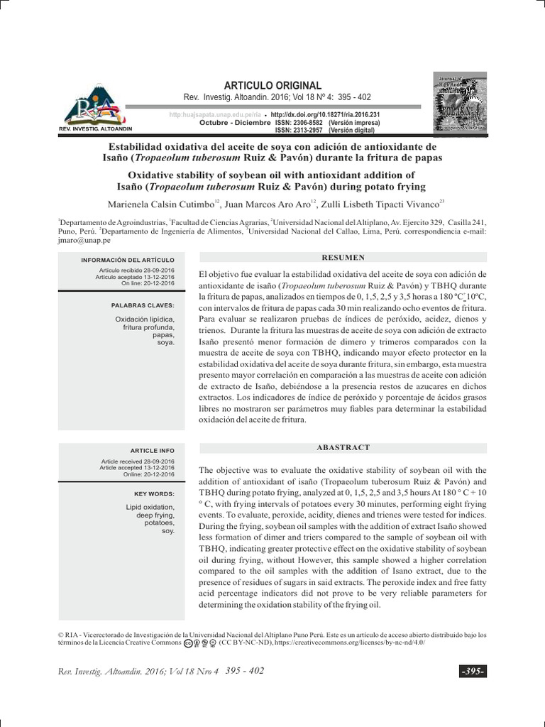 Estabilidad Oxidativa Del Aceite de Soya Con Adici | PDF | Petróleo | Antioxidante