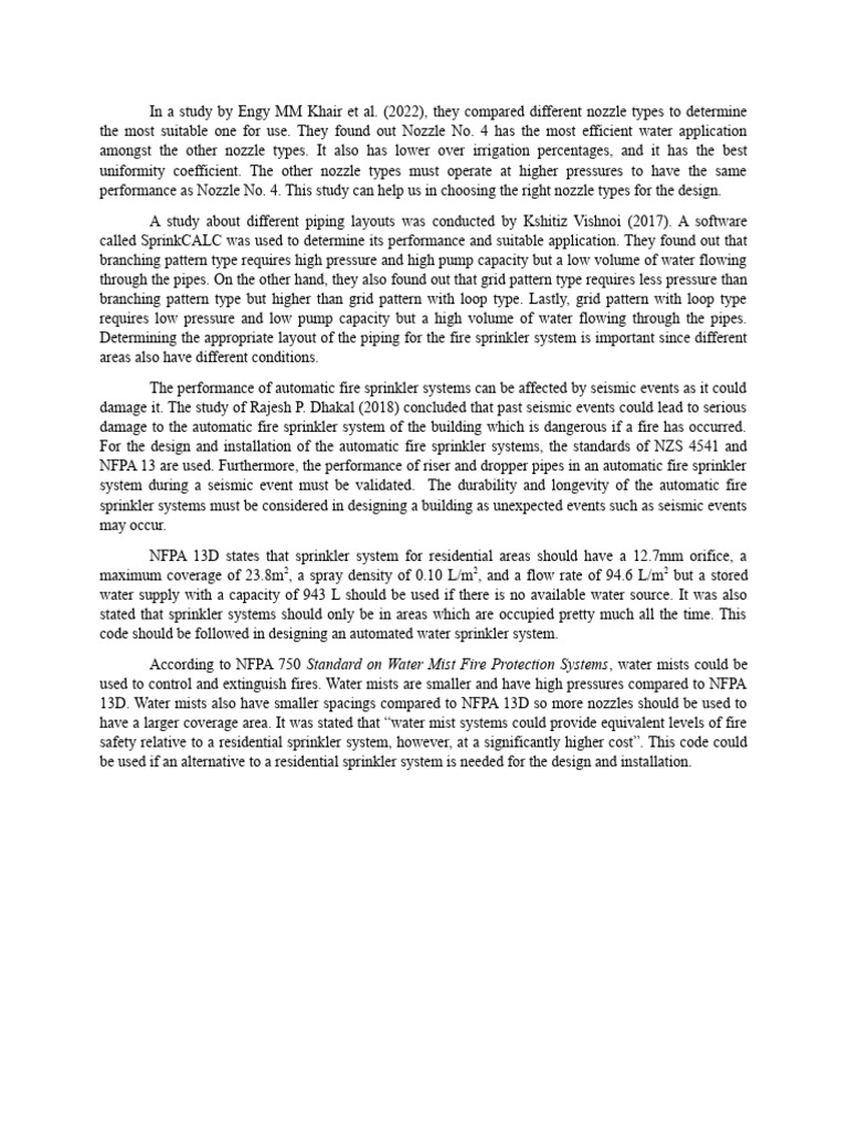 RRL | PDF | Fire Sprinkler System | Civil Engineering