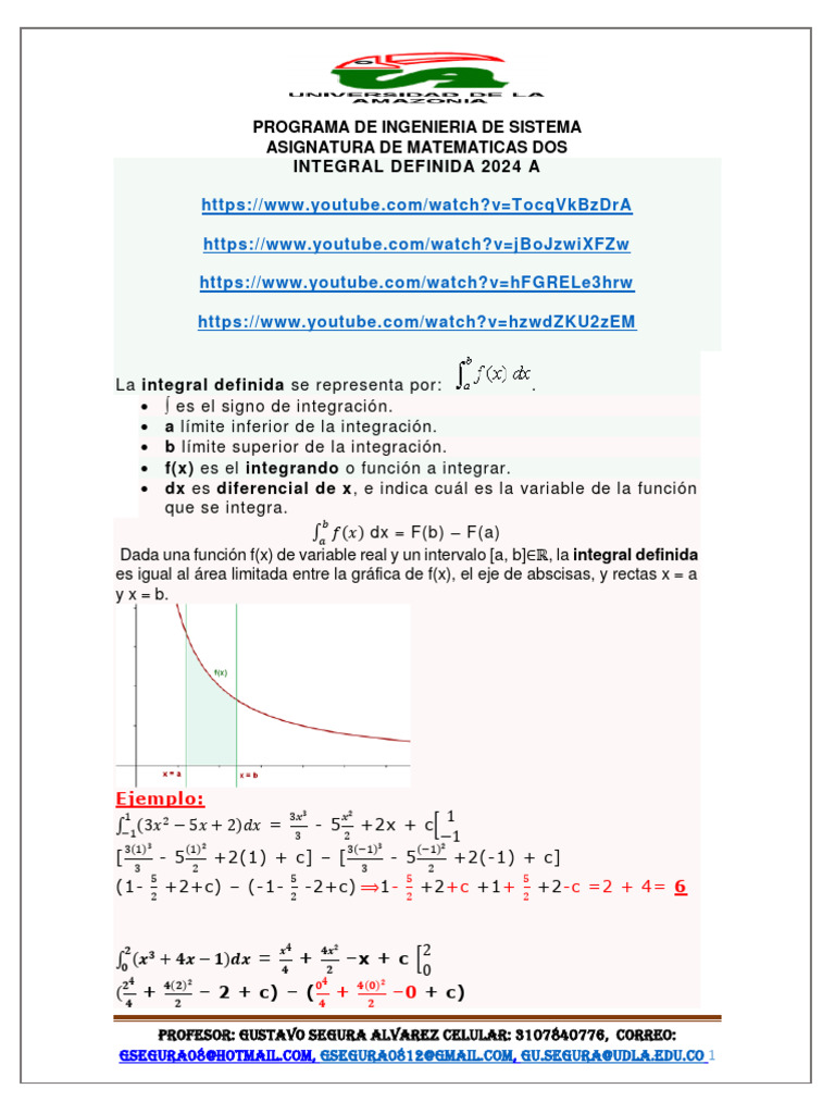 Integral Definida 2024 A | PDF | Integral | Objetos geométricos