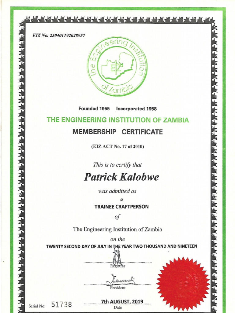E. I. Z Certificate | PDF