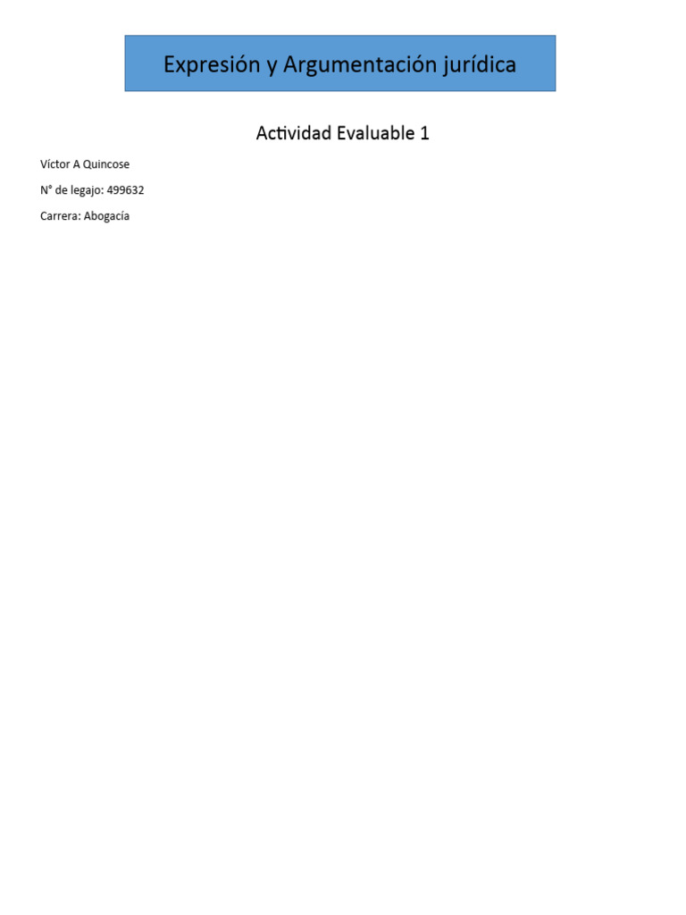 Actividad Evaluable 1 Argumentacion | PDF