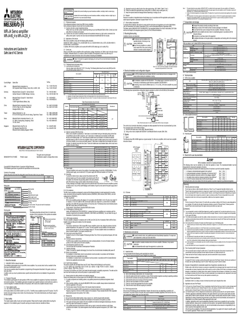 MR-J4_400V_ Installation Manual_Eng | PDF | Capacitor | Electrical Wiring