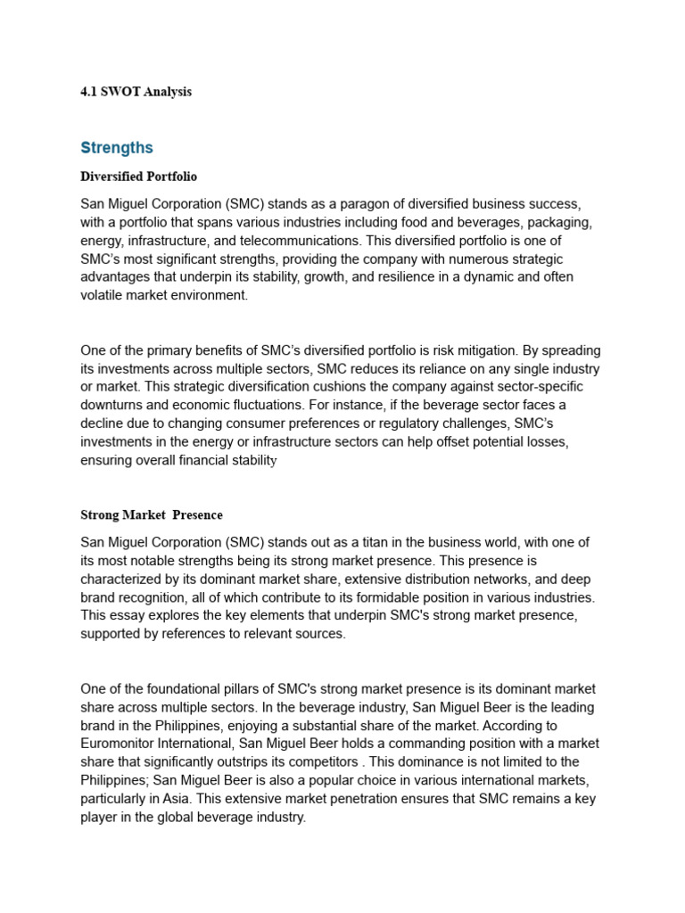 Detailed Swot Analysis Final | PDF | Sustainability | Infrastructure