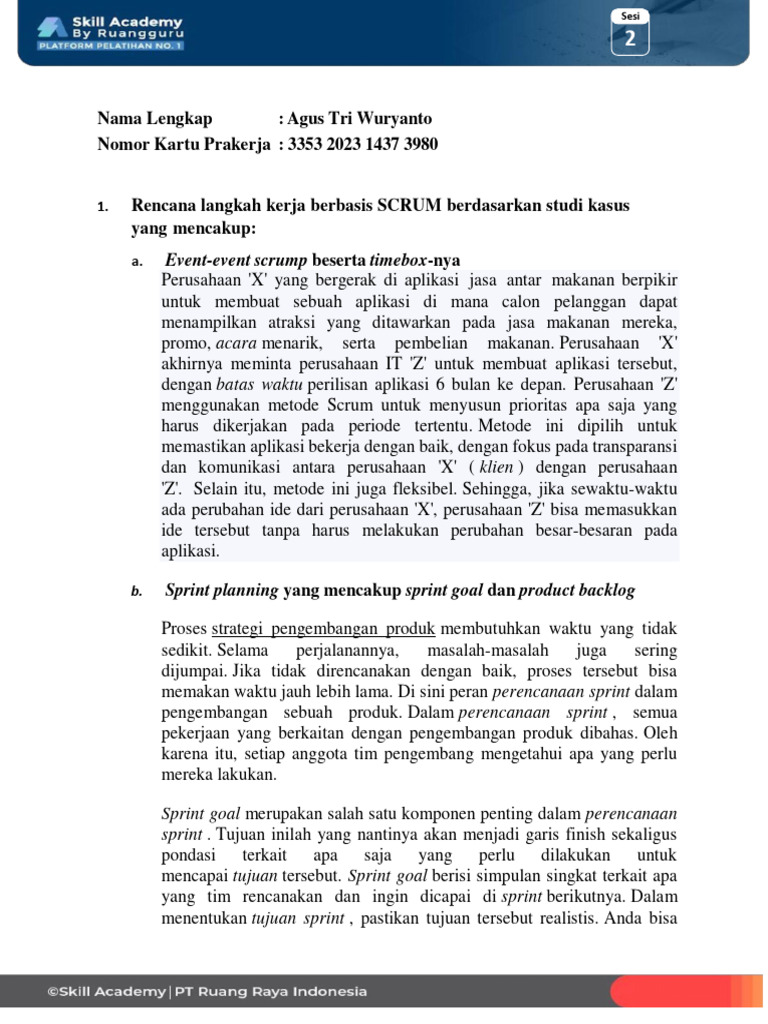 TPM 2 Rencana Langkah Kerja - Agus | PDF | Bisnis