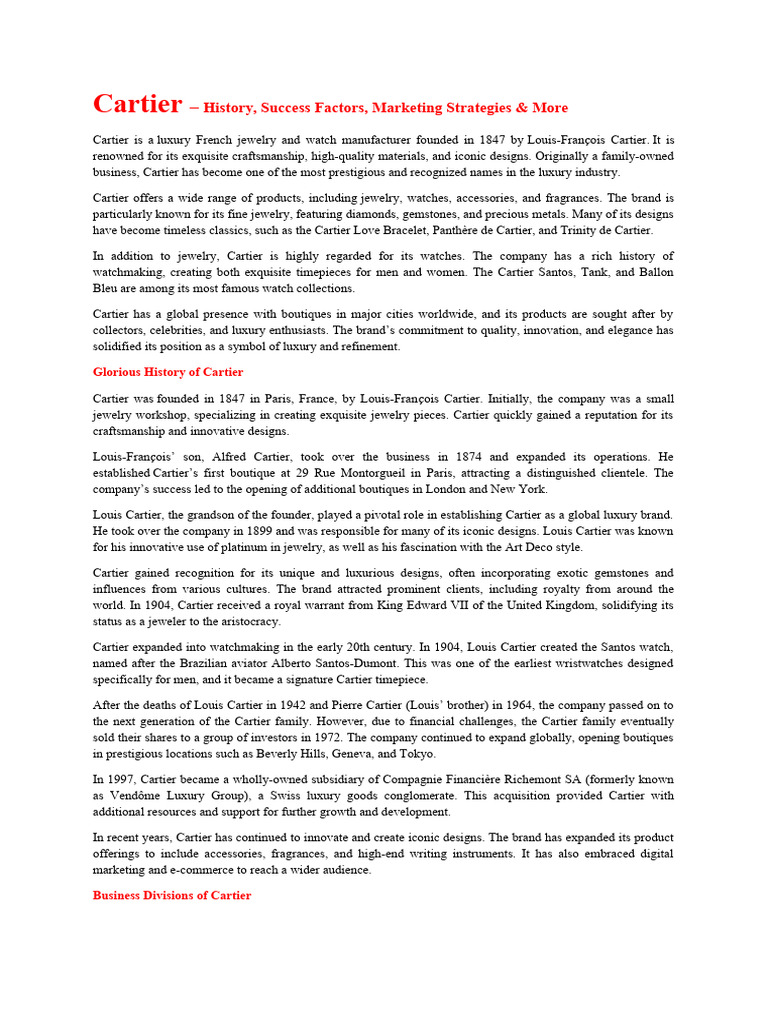 Cartier – History, Success Factors, Marketing Strategies & More ...