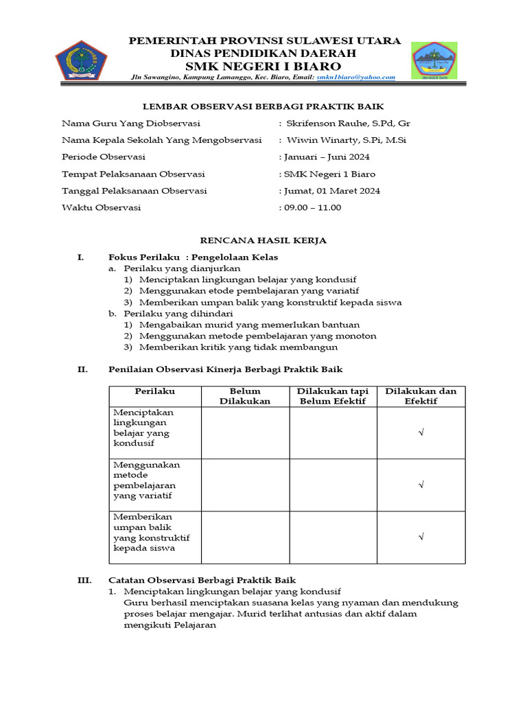 Laporan Praktik Baik | PDF