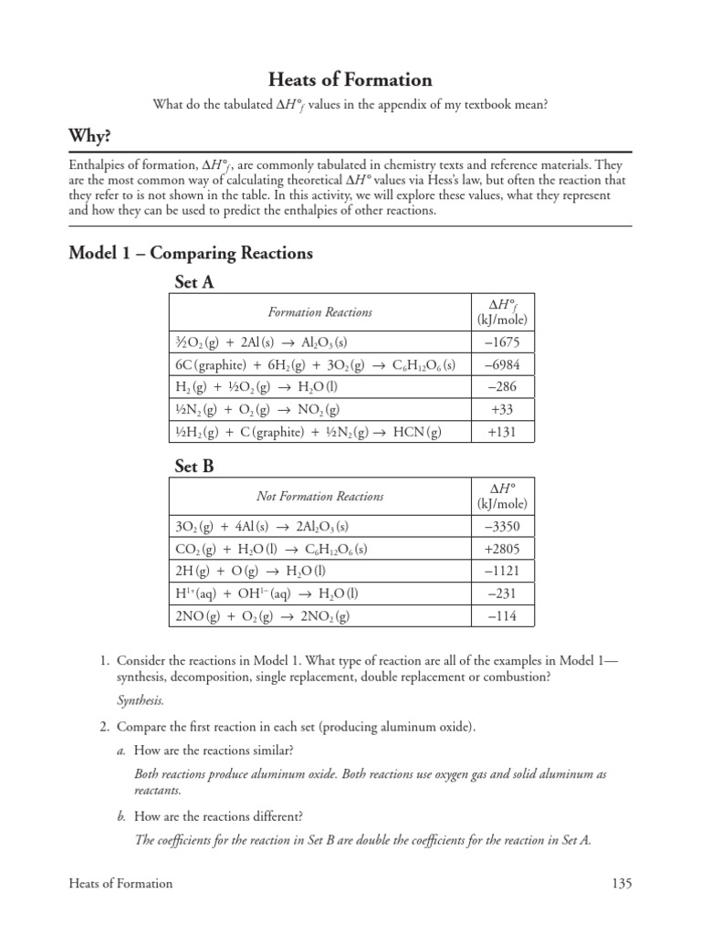 Solutions Heats of Formation | PDF | Chemical Reactions | Scientific ...