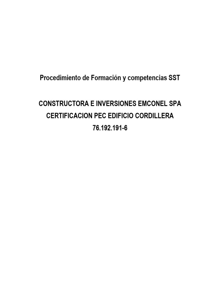 1.-Procedimiento Formación y Competencia en SST OK EMCONEL SPA | PDF | Business | Evaluación