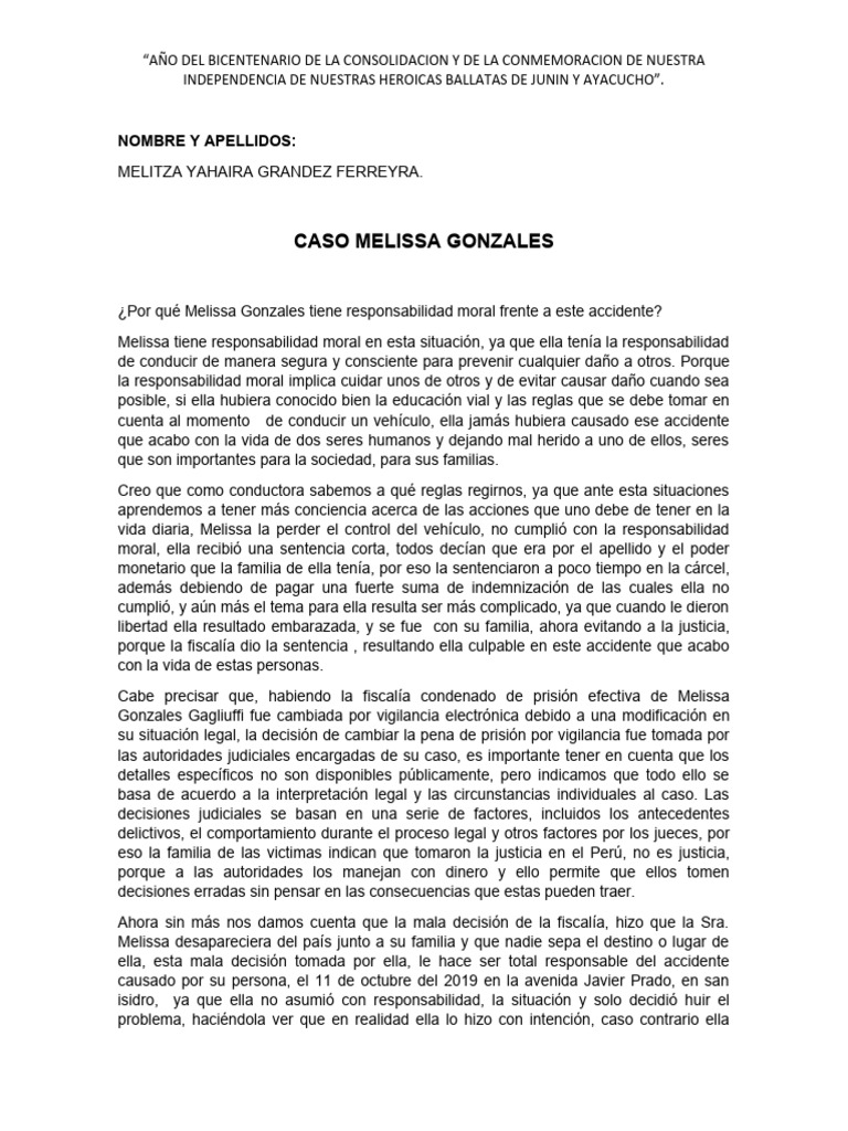 Caso Melissa Gonzales | PDF | Prisión | Justicia