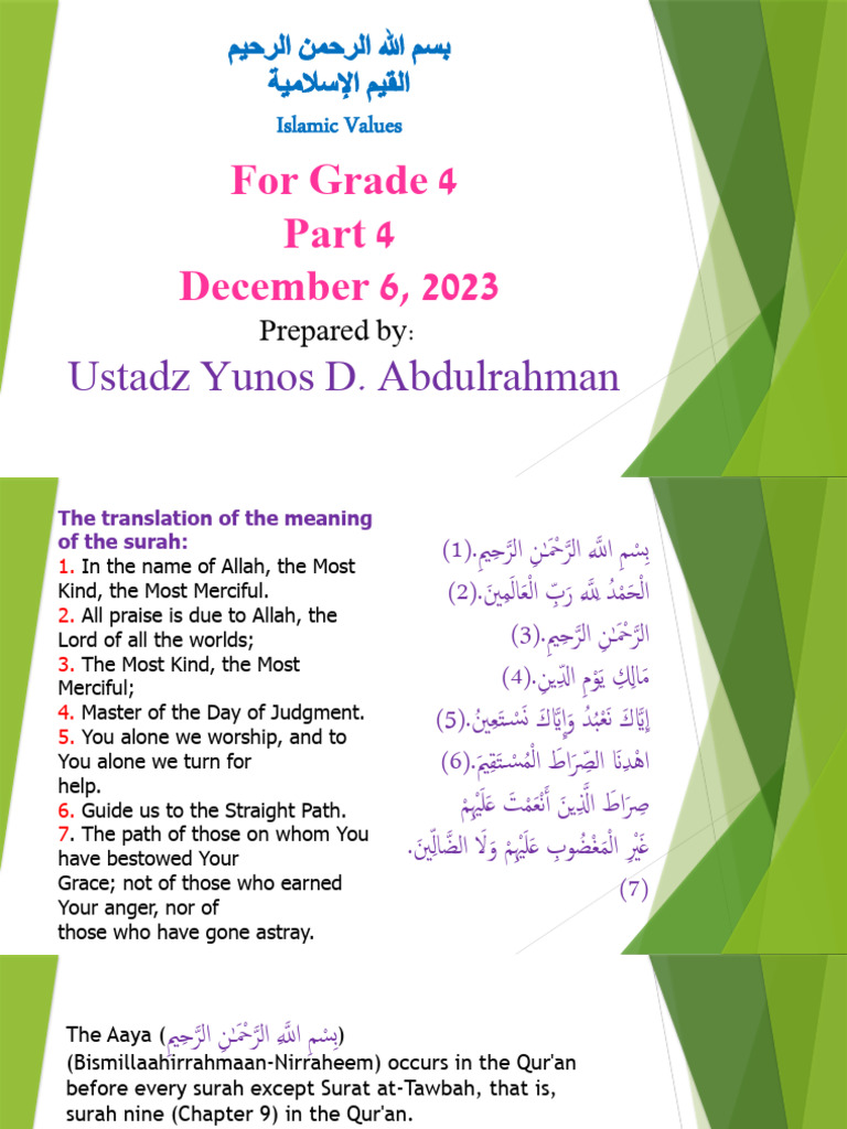 Grade 4 Islamic Presentation | Download Free PDF | Religious Belief And ...