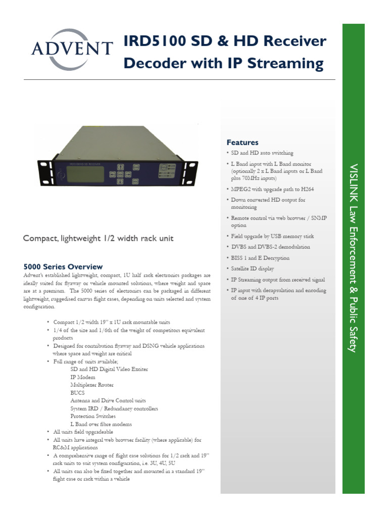 IRD5100 SD_HD Receiver Decoder with IP Streaming | Download Free PDF ...