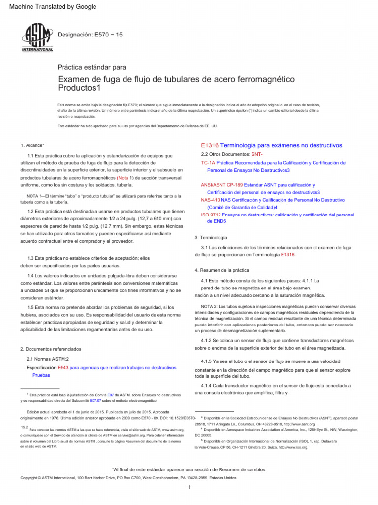 E570-15 Standard Practice For Flux Leakage Examination of Ferromagnetic ...
