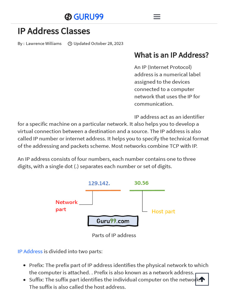 IP Address Classes | Download Free PDF | Ip Address | Computer Network IP Address Classes | Download Free PDF | Ip Address | Computer Network