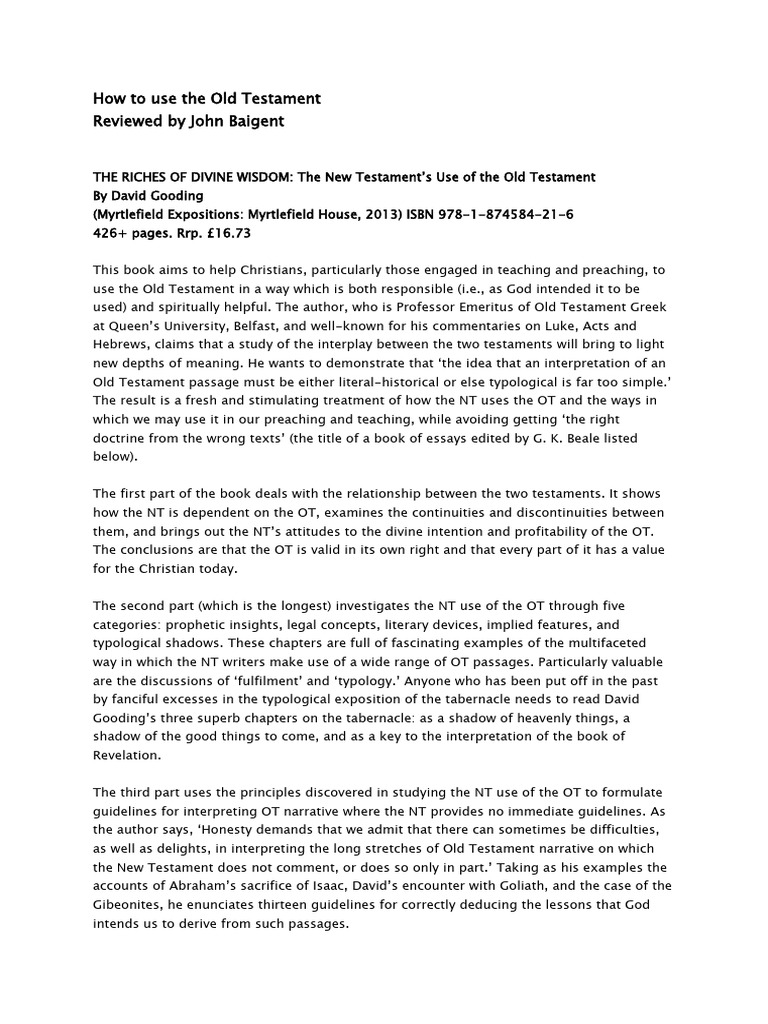 How To Use The Old Testament | PDF | Old Testament | David