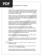 Quadratic Equations Word Problems Worksheet | PDF