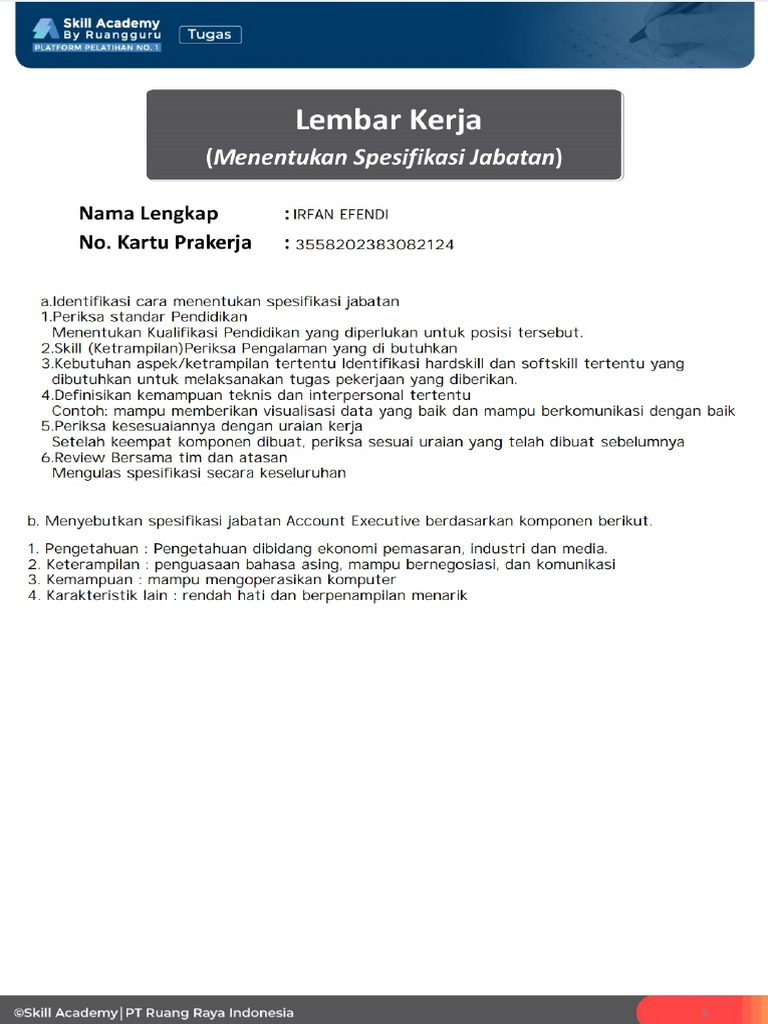 TPM 2 Menentukan Spesifikasi Jabatan (Irfan Efendi) | PDF