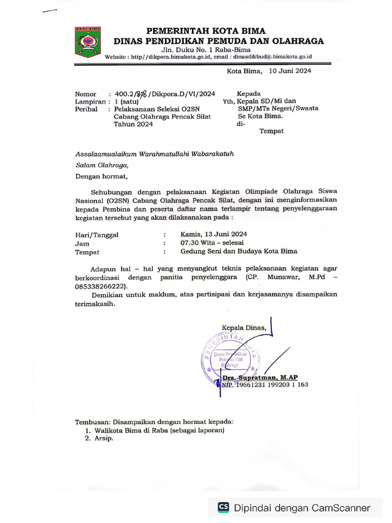 Surat O2sn Pencak Silat | PDF